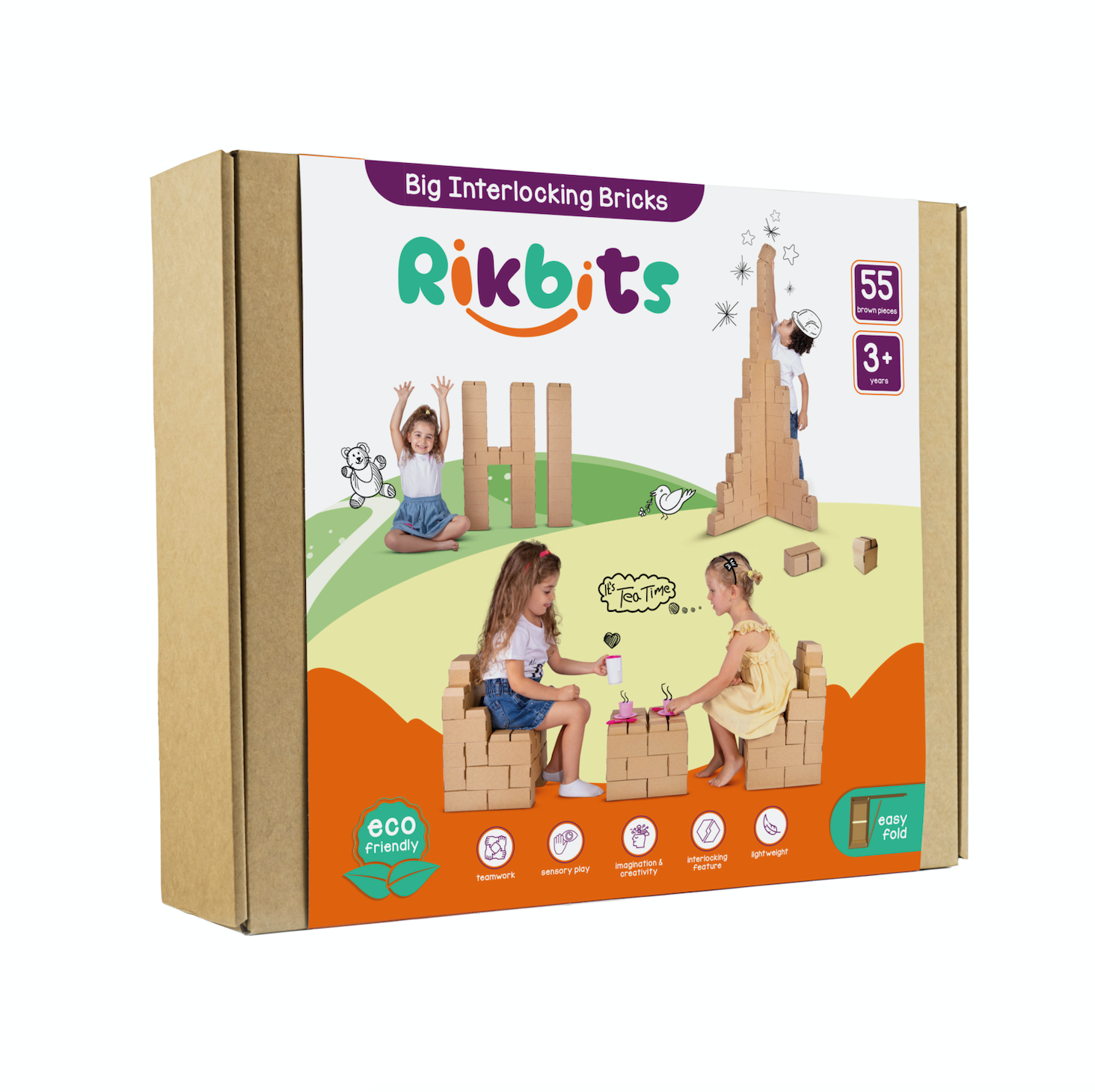 Rikbits cardboard interlocking bricks (55 Pieces) – Brown – My Backyard ...