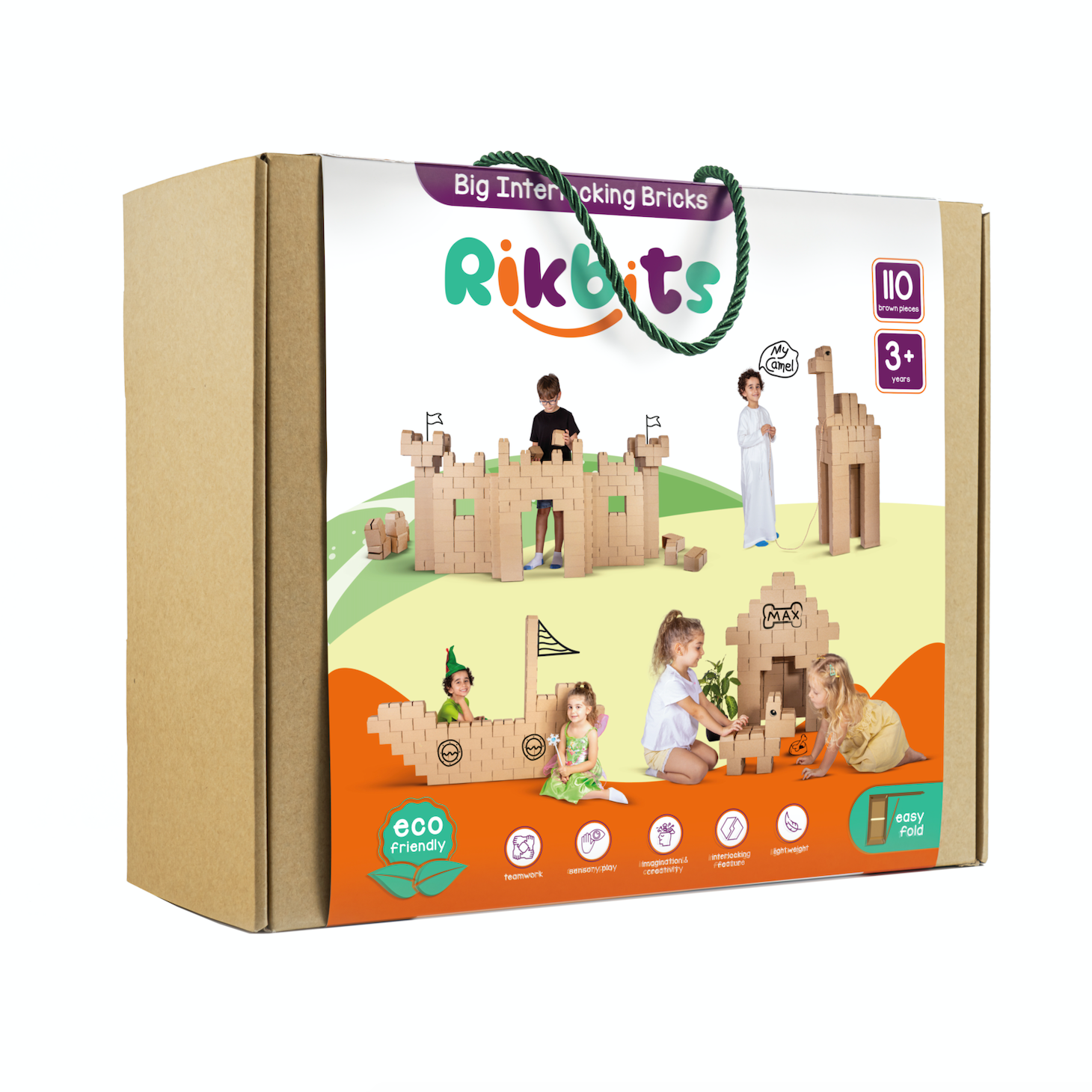Rikbits cardboard interlocking bricks (110 Pieces) – Brown – My ...